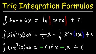 Basic Integration Formulas Of Trigonometric Functions Calculus