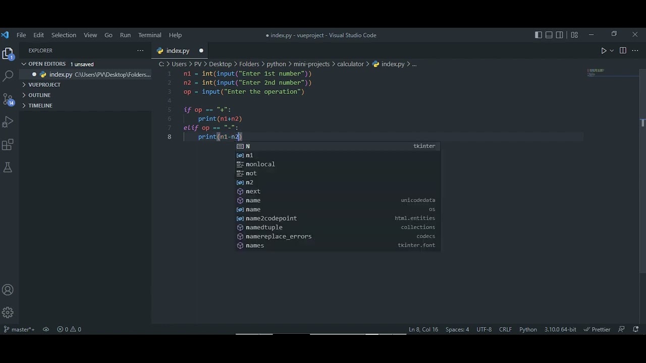 Python Mini Project Simple Calculator Youtube