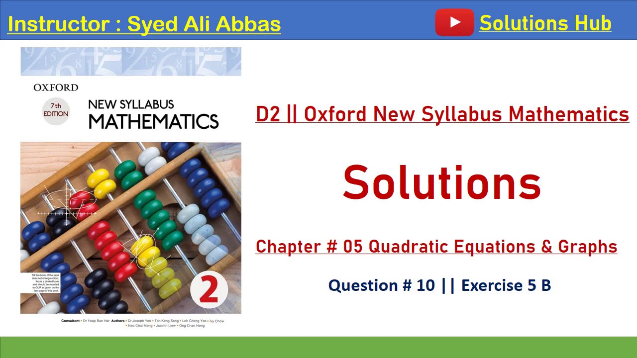 Exercise 5b Question No 10 Oxford New Syllabus Mathematics Chapter 5