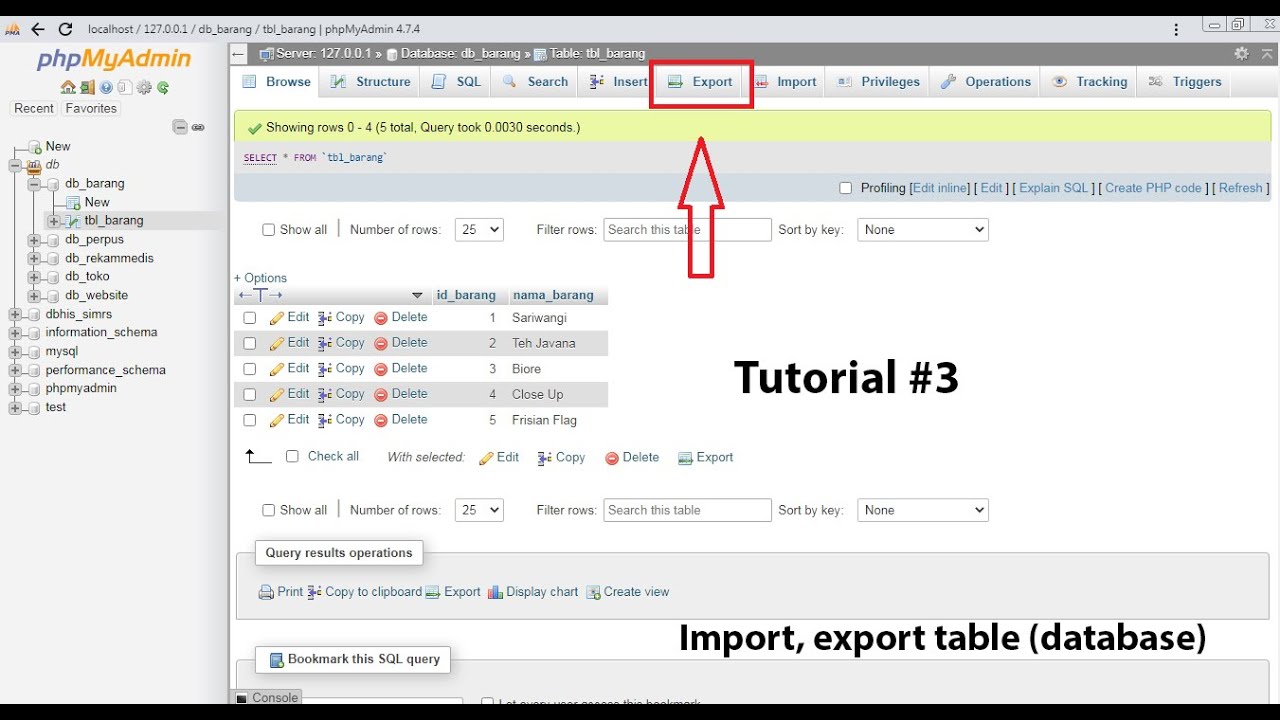 Import Export Table Database Phpmyadmin Tutorial 3 Youtube
