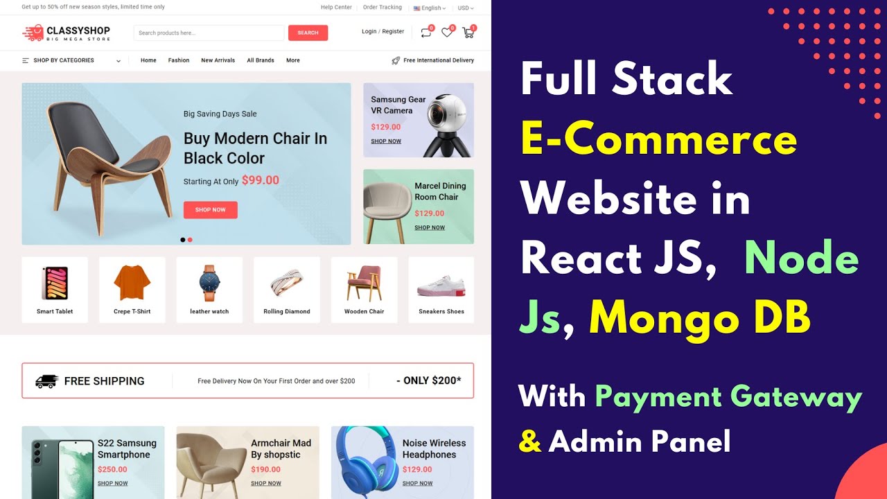 1 Full Stack E Commerce Website Using React Js Mongo Db Express Js