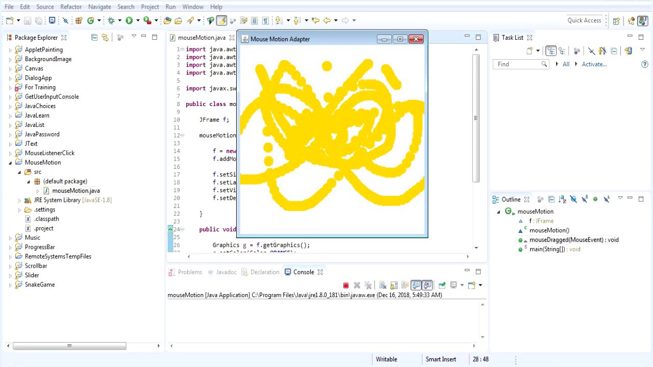 Create Mouse Motion Adapter Java Youtube
