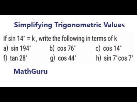 Simplifying Trigonometric Values Grade 11 12 Ex 1 Youtube