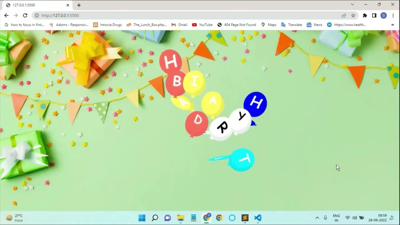 Happy Birthday Attractive Animation With Balloon Using Html Css