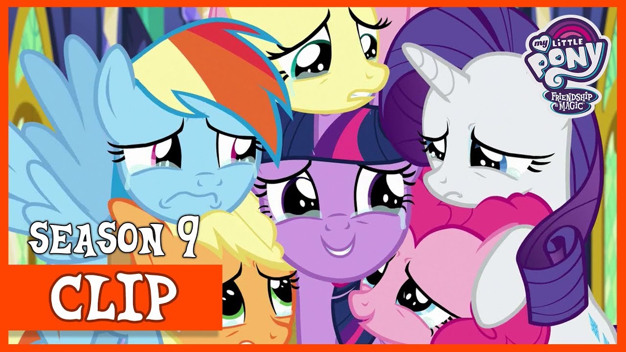 The Mane Six Cry Together Before Twilight Leaves Ponyville The Last