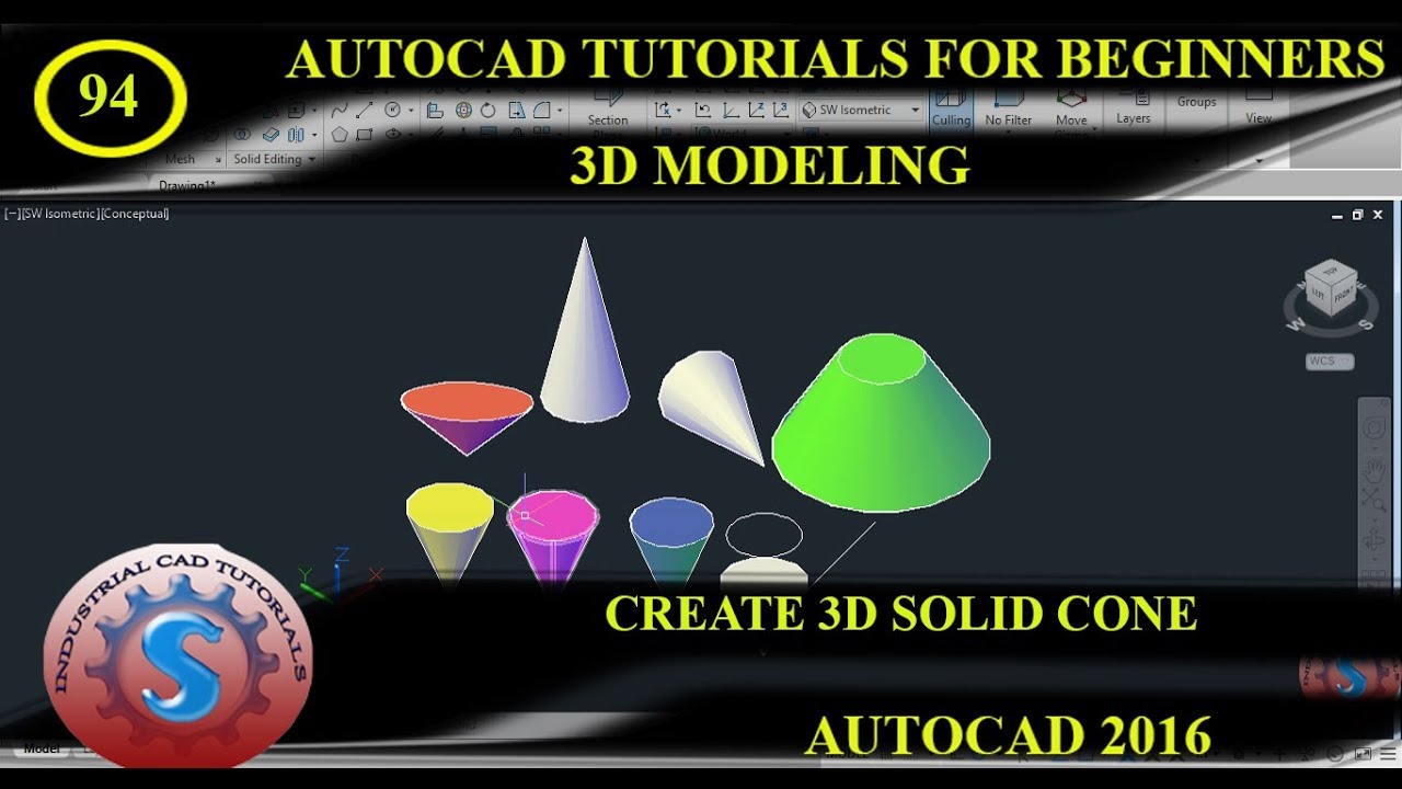 How To Create 3d Solid Cones Basic Tutorials For Beginners Auto