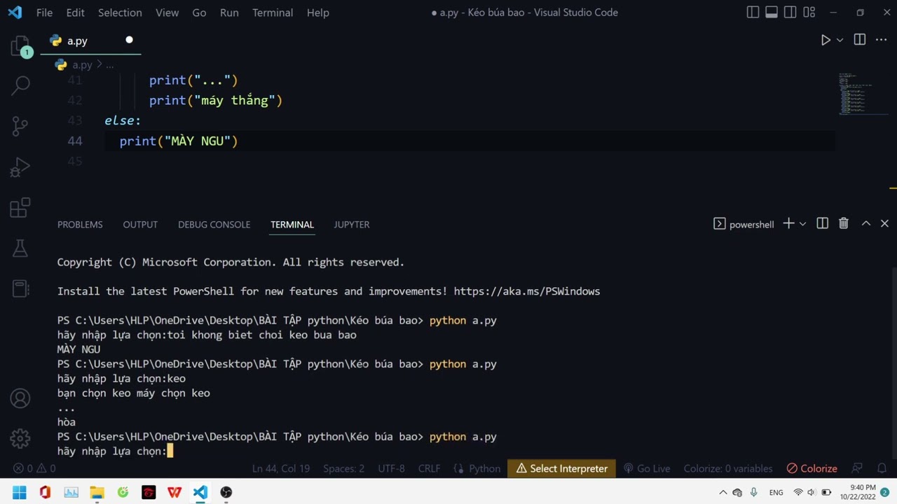 Python Stuff Láº P Trã Nh Game Kã O Bãºa Bao Báº Ng Python Youtube