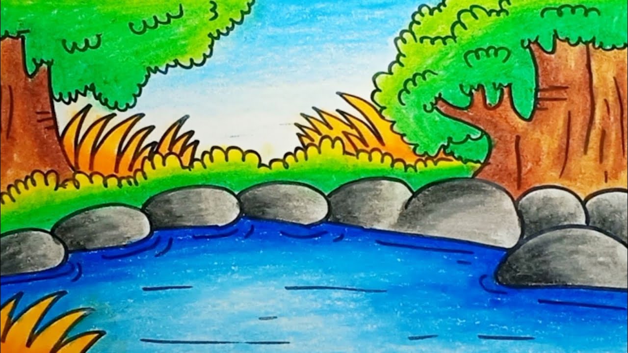 How To Draw Forest Scenery Step By Step Very Easy Drawing Forest