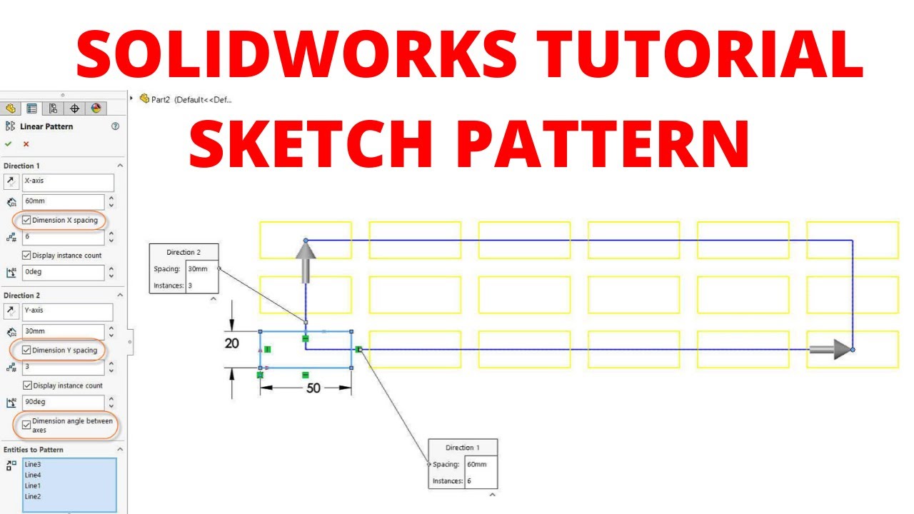 Solidworks Tutorial Linear Sketch Pattern Youtube