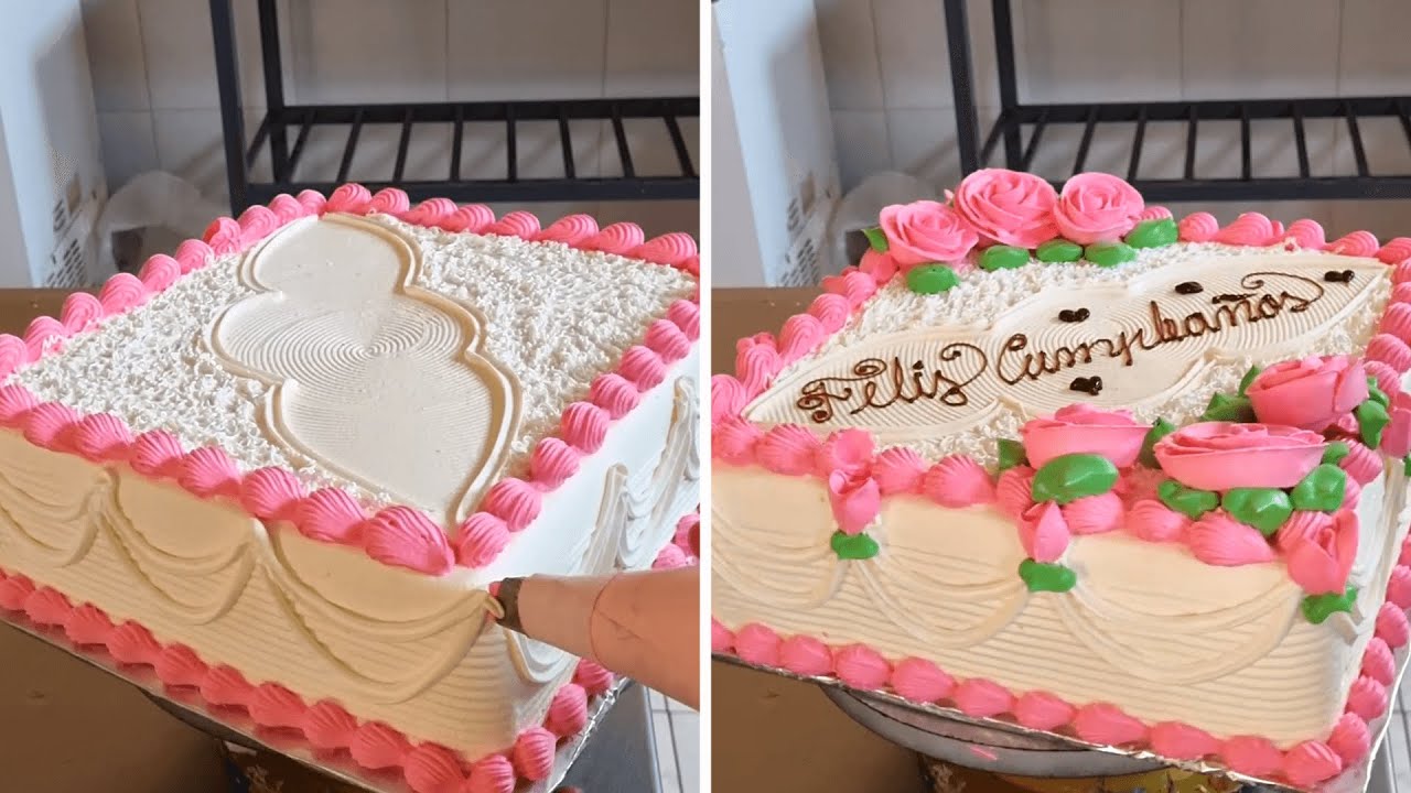 Pastel Cuadrado Sencillo Para Mujer Decorado En Crema Chantilli Youtube