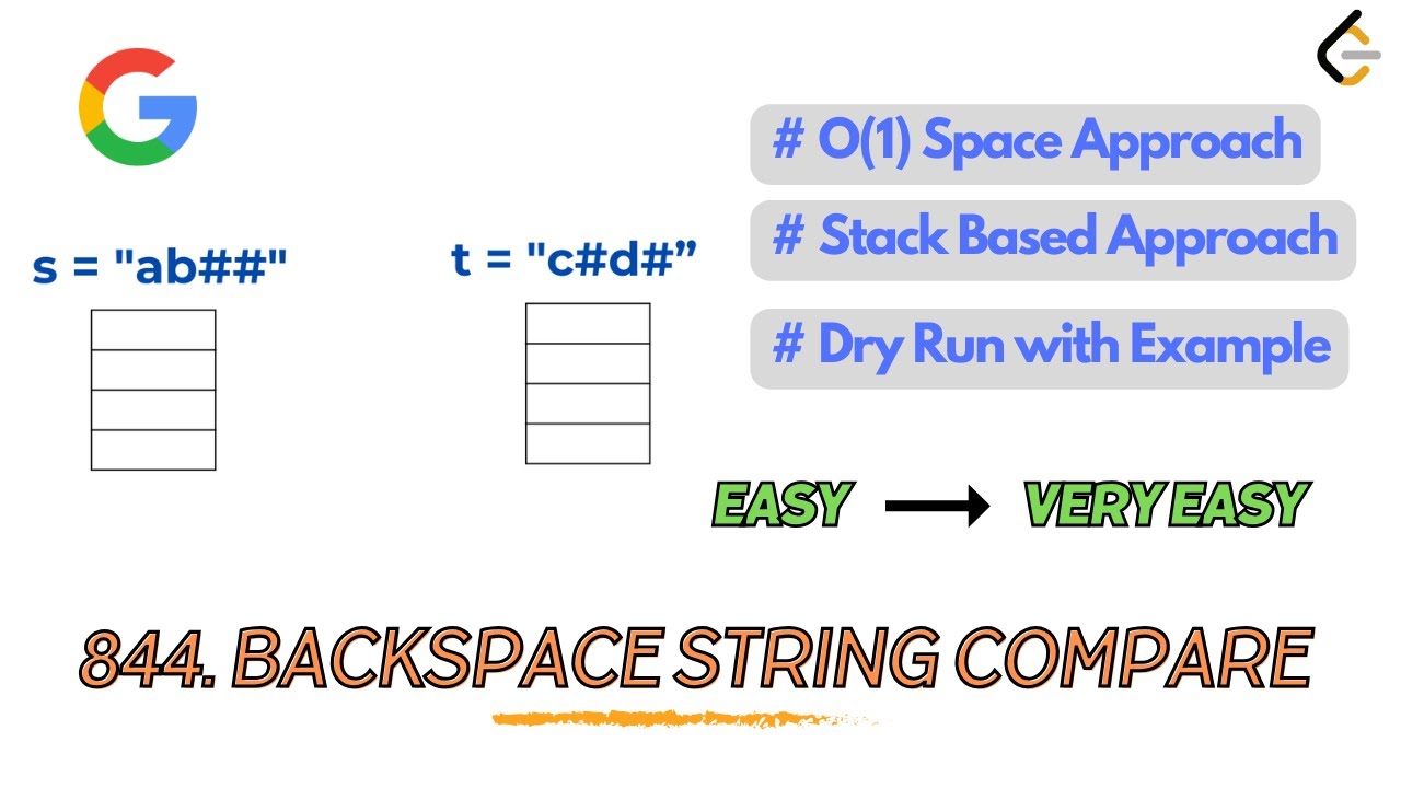 Leetcode Problem 844 Backspace String Compare String O 1