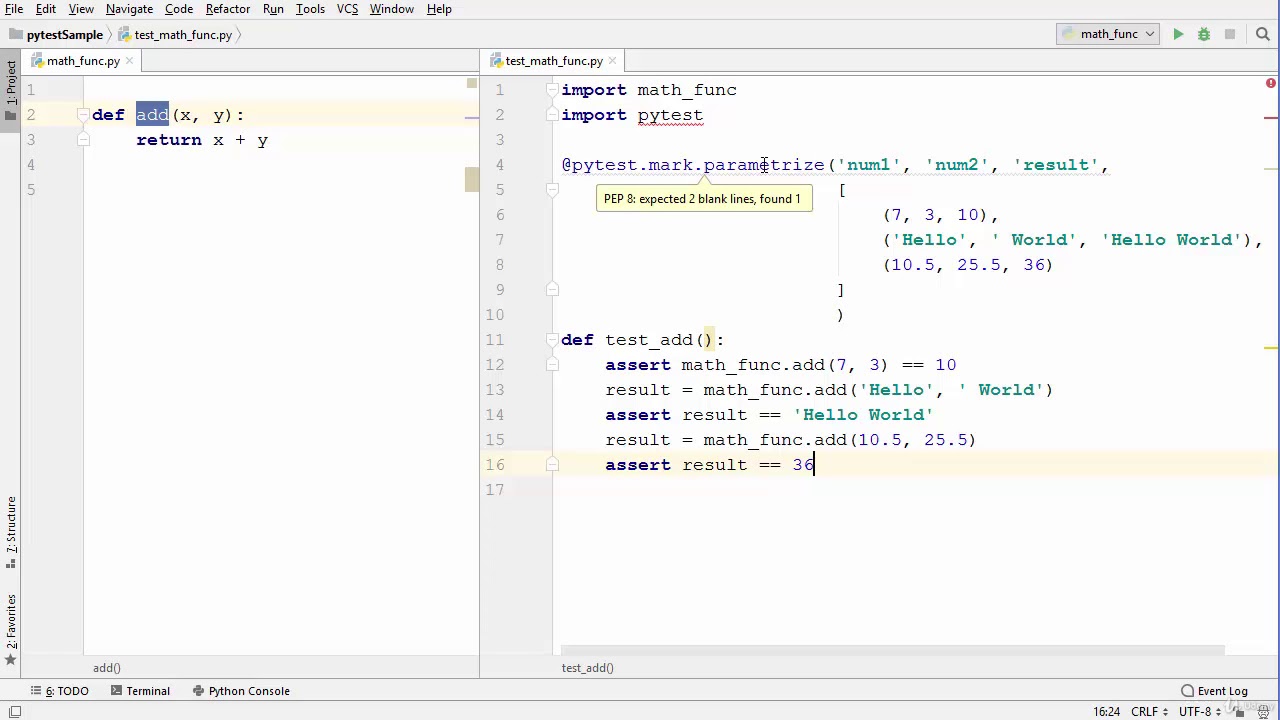 Parameterizing Tests Python Tutorials Youtube