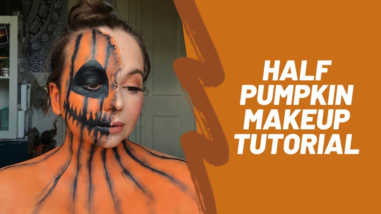 Easy Half Pumpkin Makeup Tutorial Youtube