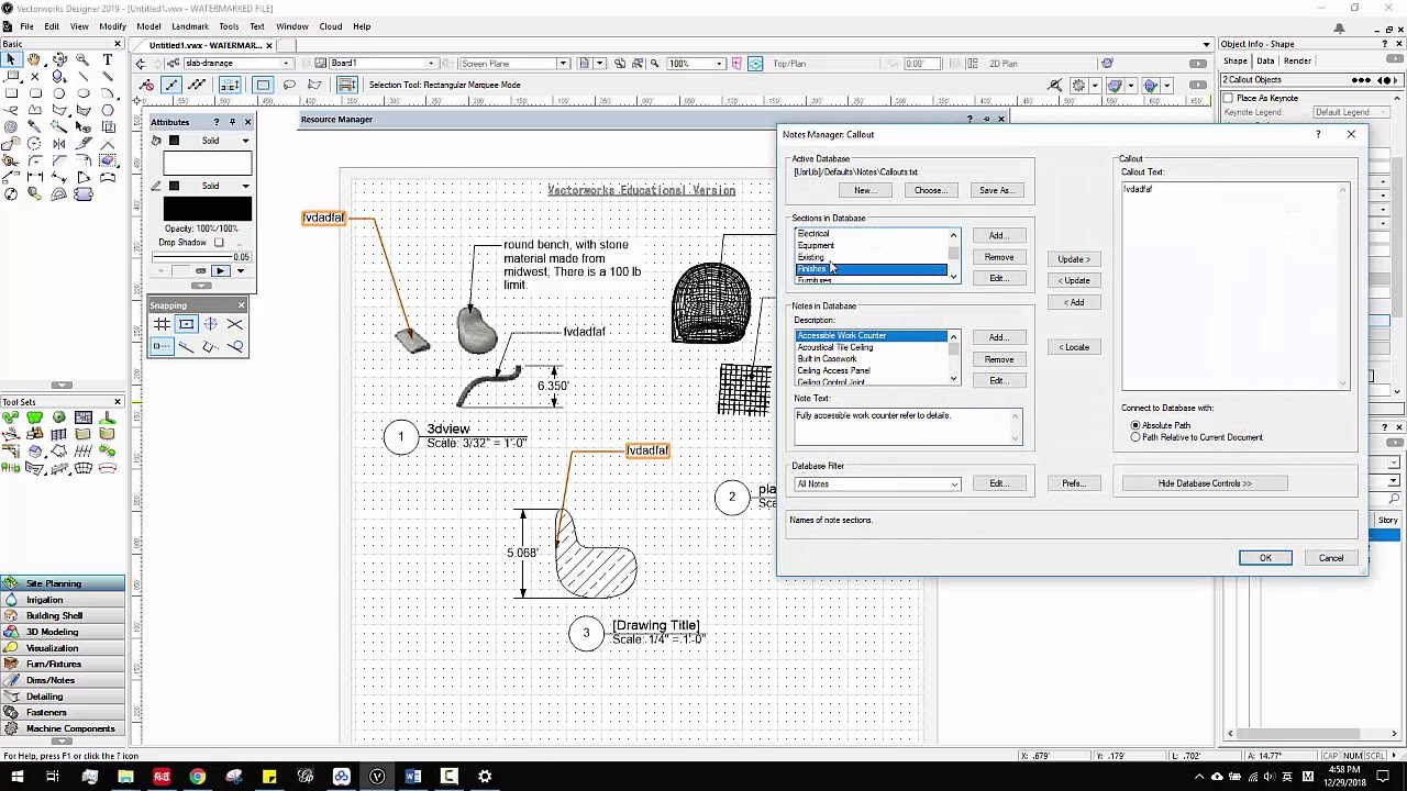 Vectorworks Tutorial Basic 7 Labeling Using Callout Tool Time Saver