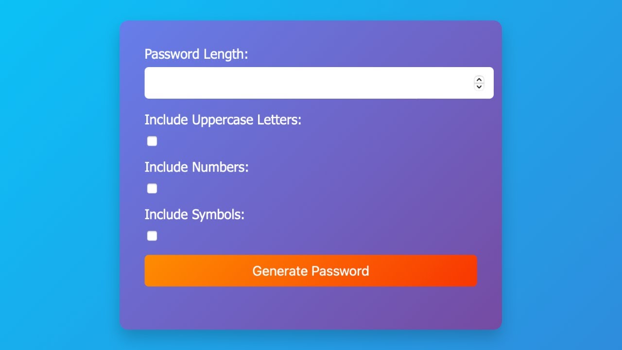 Password Generator Javascript Project For Beginners Youtube