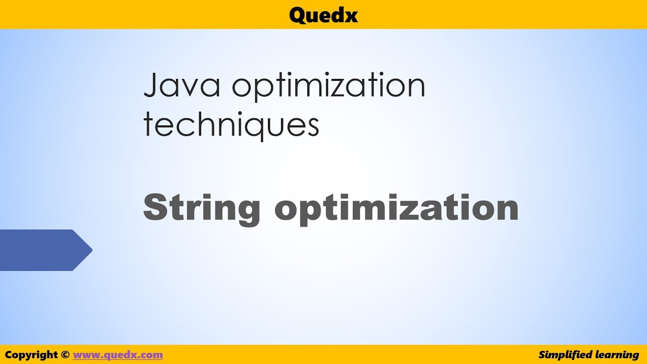 Java Optimization Techniques String Optimizations Youtube