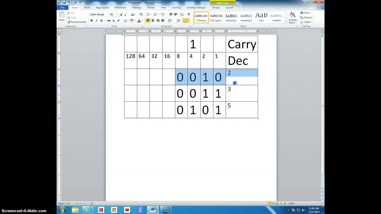 Csis 101 Binary Arithmetic Youtube