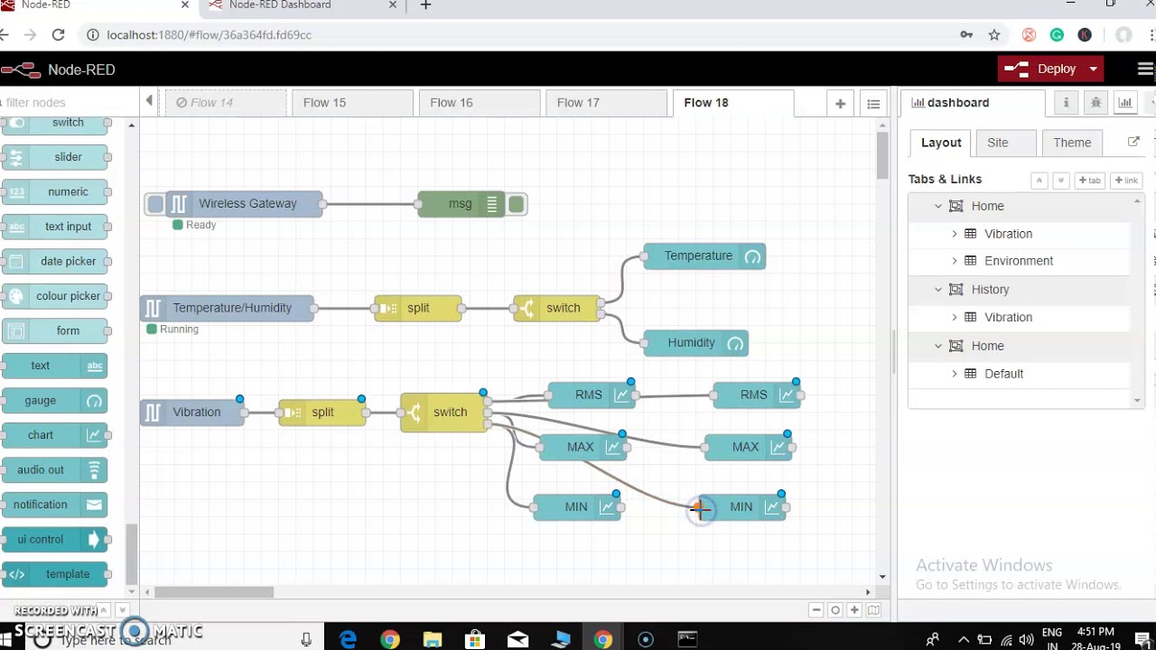 Vibration Sensor Wire Connection In Node Red Youtube