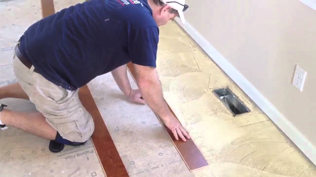 How To Install An Engineered Hardwood Floor Gluedowm Youtube