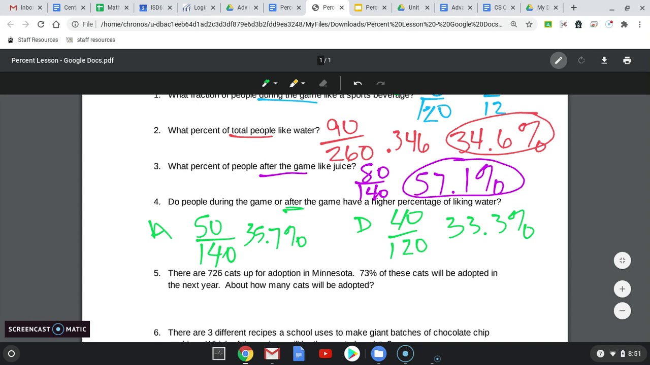 Percent Lesson Youtube
