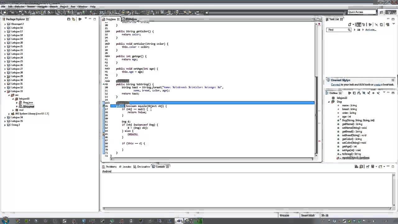 Java Programmering 33 Equals Youtube