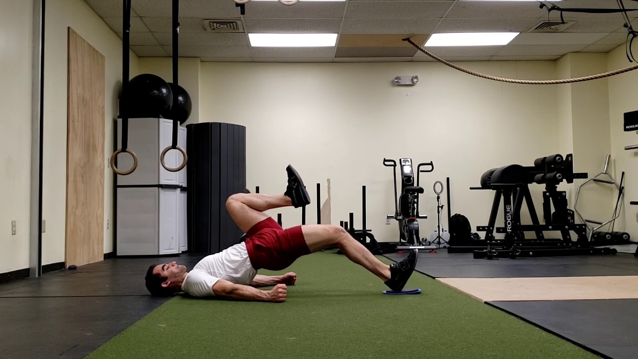 Single Leg Sliding Hamstring Curls On Floor Youtube