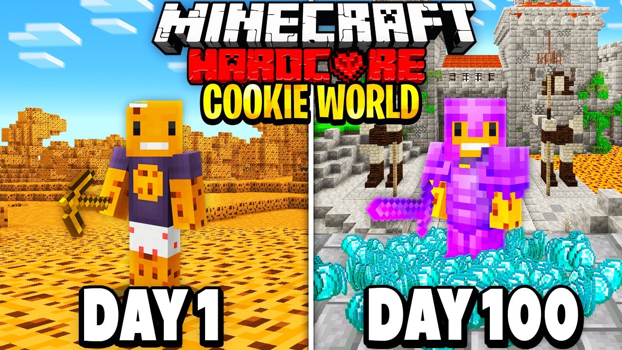 I Survived 100 Days In A Cookie Only World In Hardcore Minecraft Youtube