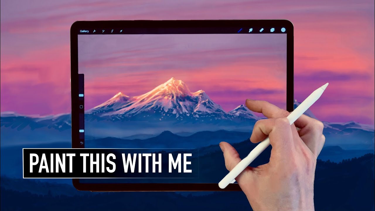 Ipad Painting Tutorial Mountain Sunset Landscape Art In Procreate