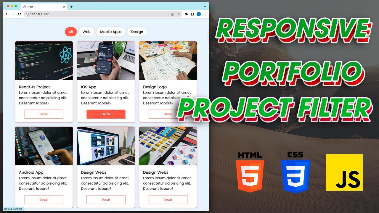 Responsive Portfolio Project Filter Using Html Css Js Filter Image