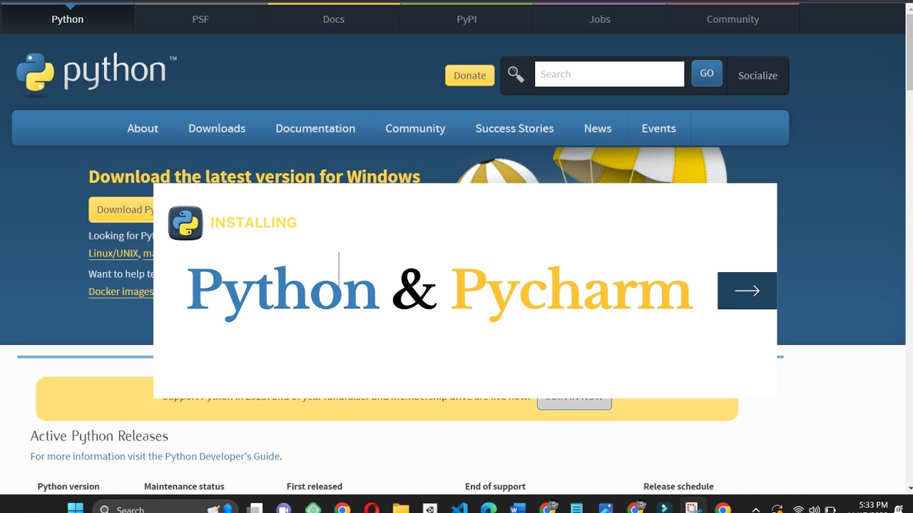 Downloading Python And Pycharm Installation Python Tutorials For