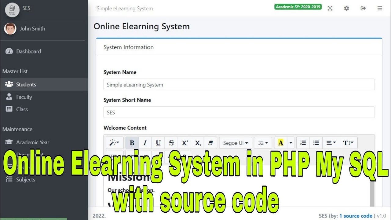 Online Elearning System In Php My Sql With Source Code Youtube