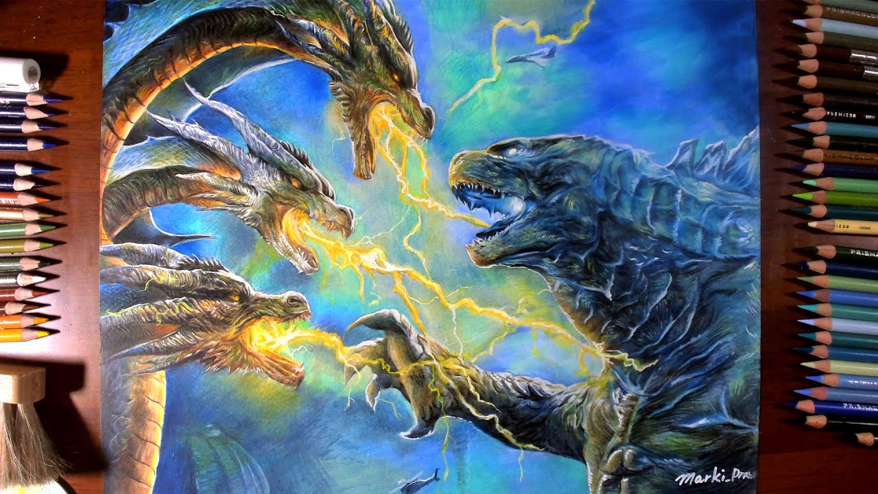 Godzilla Vs King Ghidorah Drawings