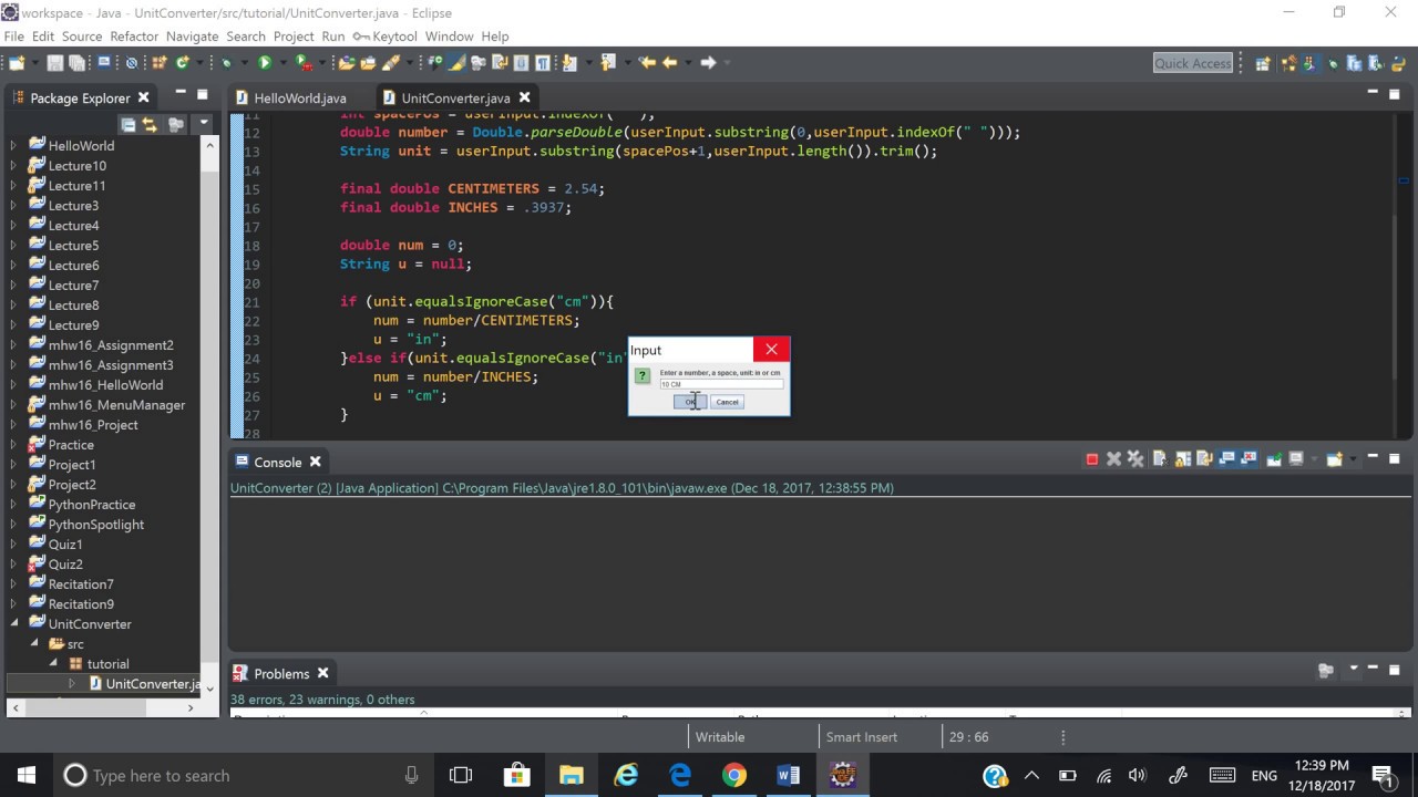 Java Unit Converter Tutorial Youtube