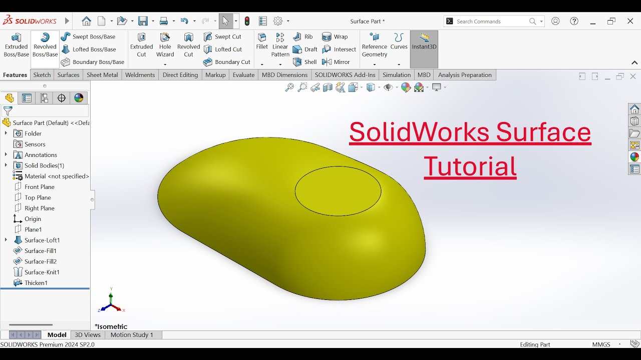 Solidworks Tutorial Solidworks Surface Modeling For Beginners
