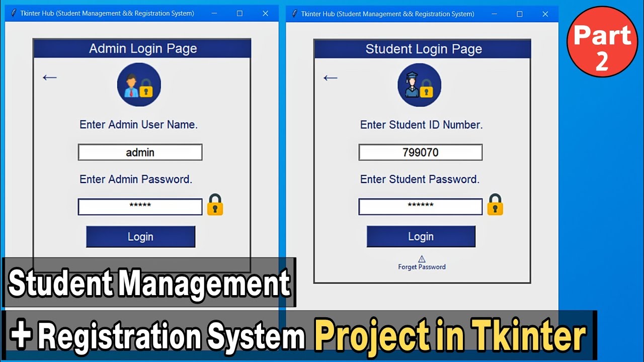 Python Tkinter Login Page Tutorial Student Management Project Part 2