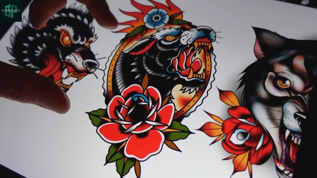 Neo Traditional Wolf Line Drawing 100 Neo Traditional Tattoos Main