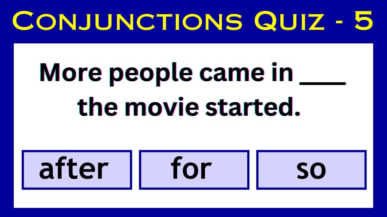 Conjunctions Quiz Important Questions In English Grammar Test Youtube