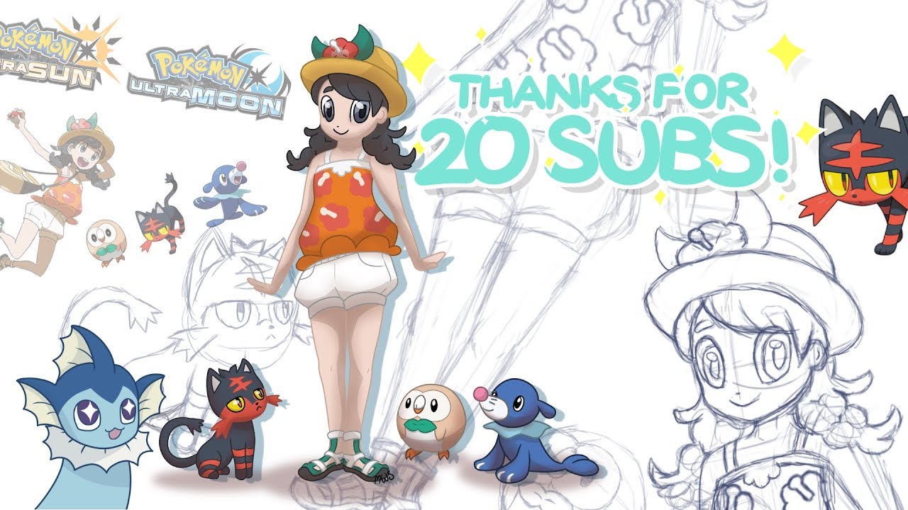 Pokemon Ultra Sun Moon Female Character Moon With Starters Speedart