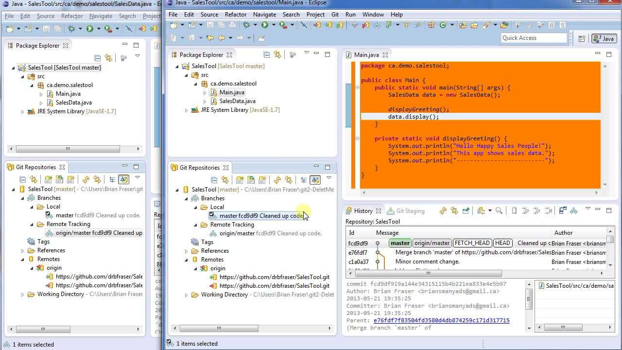 Remote Git Server And Merging Git Eclipse Youtube