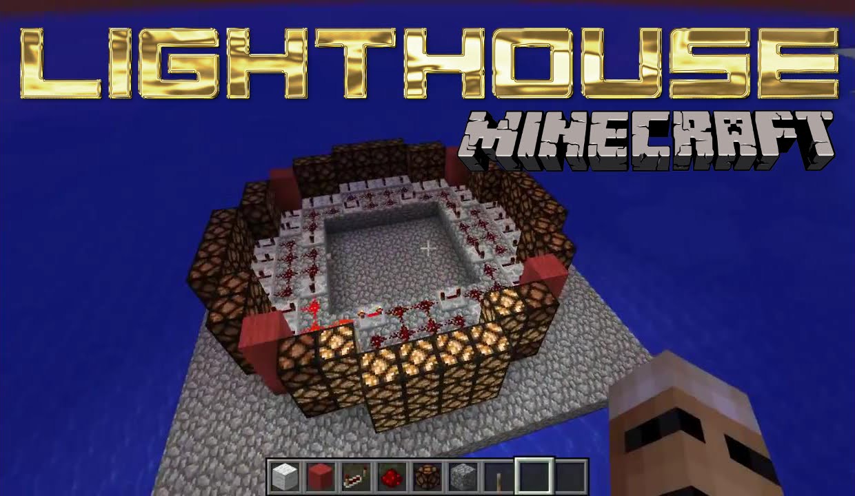 Minecraft Lighthouse With Rotating Light Lighthouse Redstone Tutorial