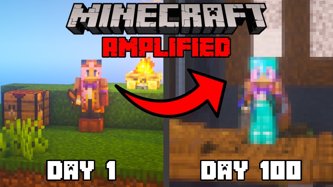 I Spent 100 Days In A Minecraft Amplified World Youtube