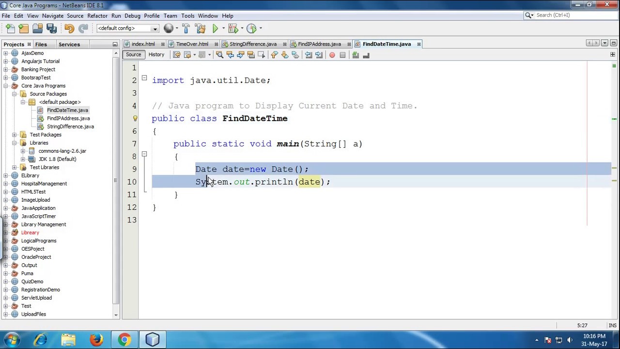 Java Program To Display Current Date And Time Youtube
