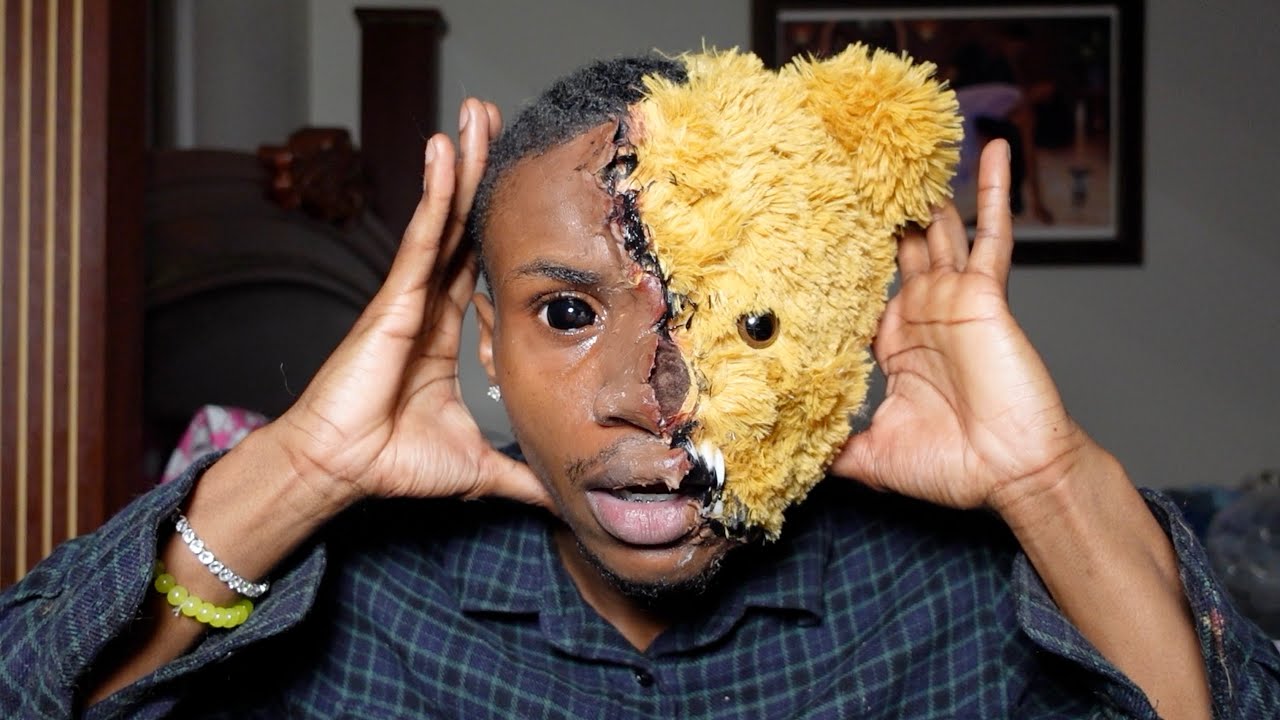 Scary Teddy Bear Split Face Tutorial Youtube