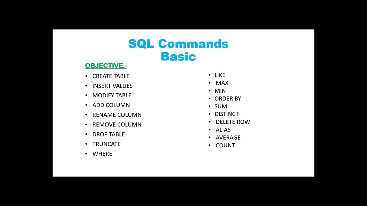 Sql Basic Command First Youtube