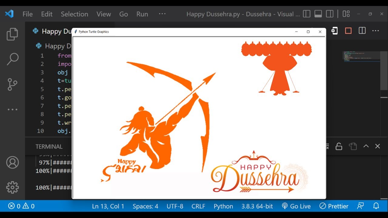 Lord Sri Ram Drawing In Python Turtle Learnonpy Youtube