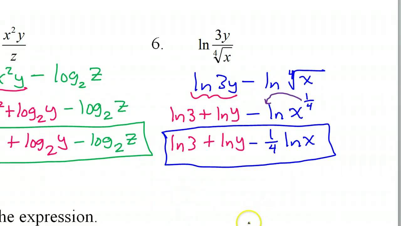 Expand And Condense Logarithms Smarttyred