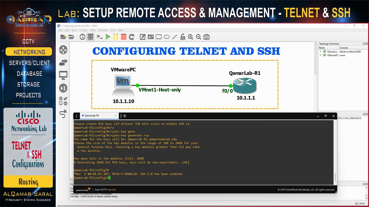 Routing Lab Configure Remote Access And Management Using Telnet And