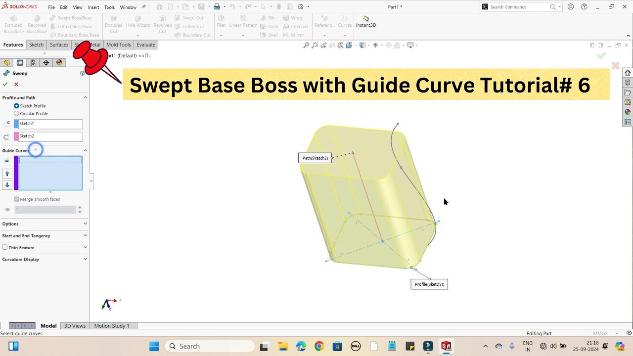Mastering Solidworks Swept Base Boss With Guide Curve Tutorial