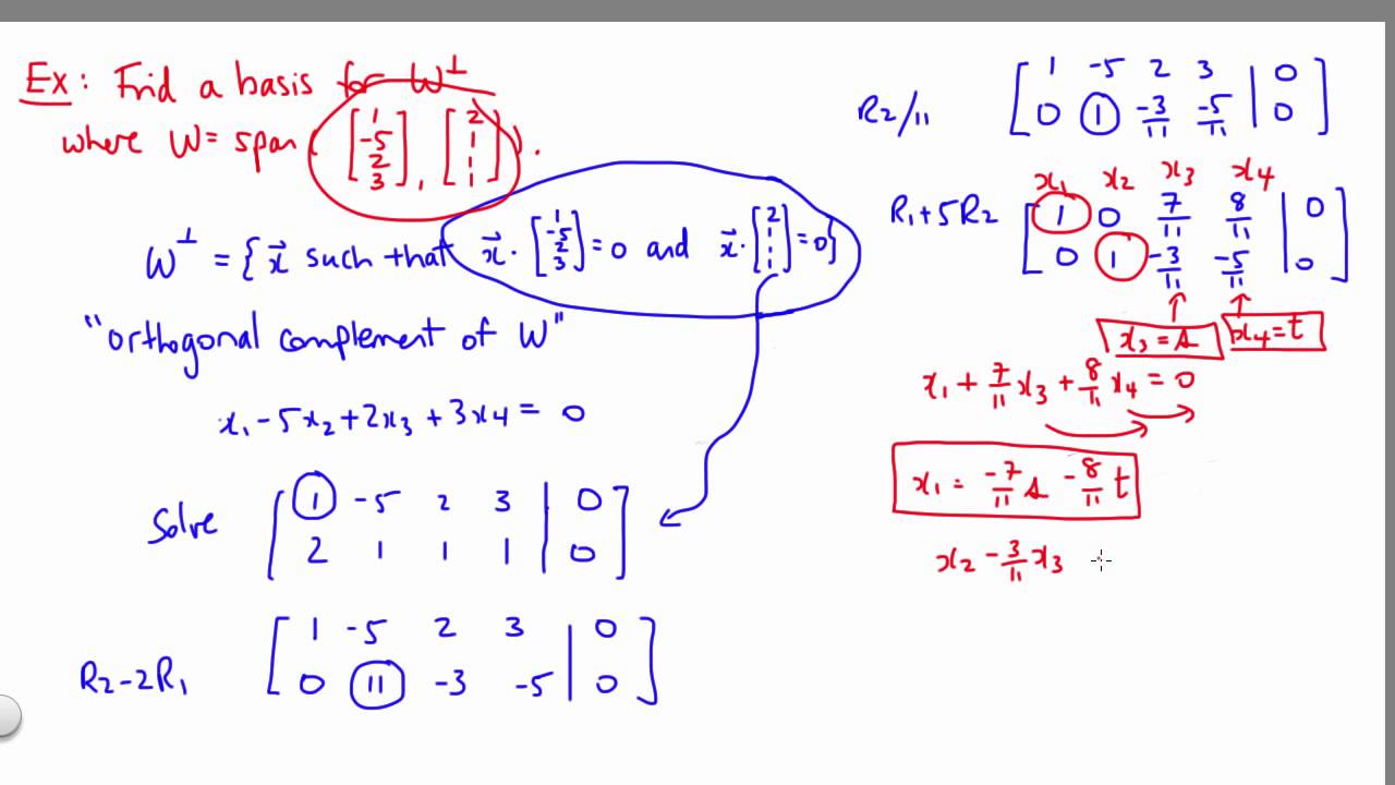 Orthogonal Complements Youtube