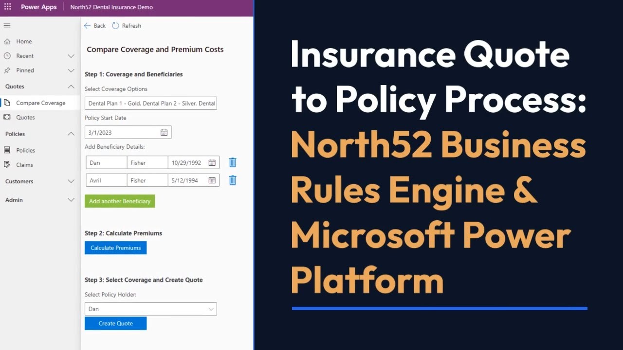Insurance Quote To Policy North52 Business Rules Engine Microsoft